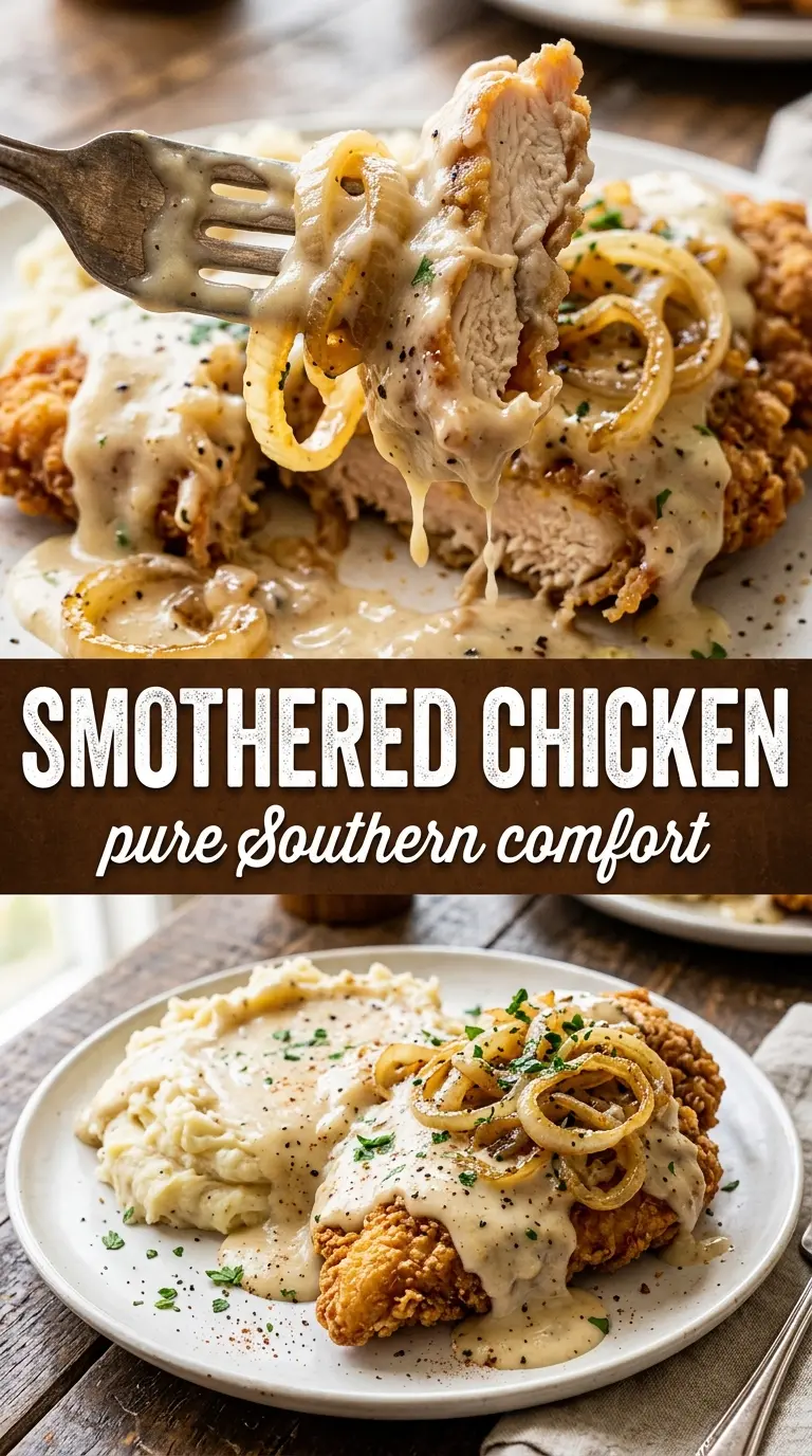 Smothered Chicken with Onion Mushroom Gravy